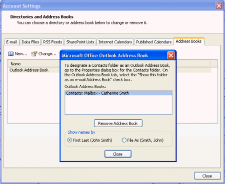 Outlook Contact & Address Book Options