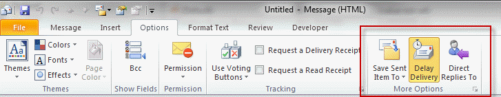 To delay sending a message in Outlook