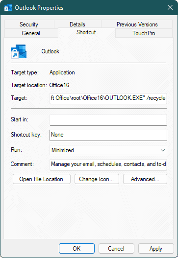 Start Outlook Minimized Or Hide When Minimized 4994
