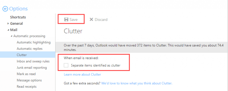 Using Exchange Online’s Clutter Folder