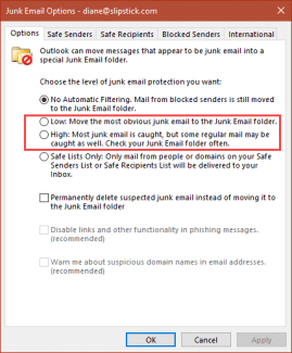 Junk Mail Filtering in Outlook