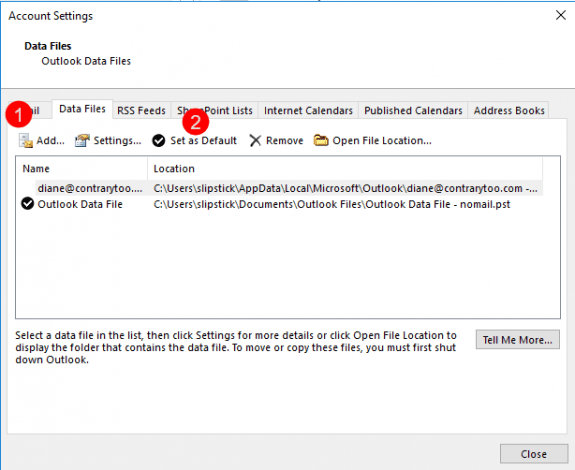 Create a No-Mail account in Outlook 2016 and newer