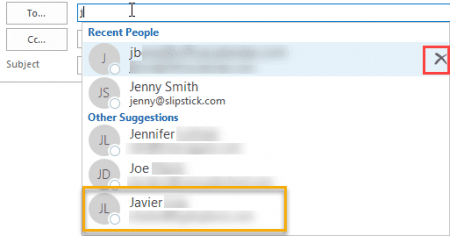 Outlook version 16 suggested contacts - passapartner