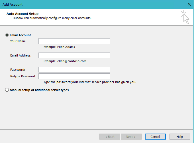 Outlook’s New Account Setup Wizard