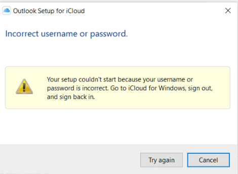iCloud error: Setup couldn’t start because username or password is ...