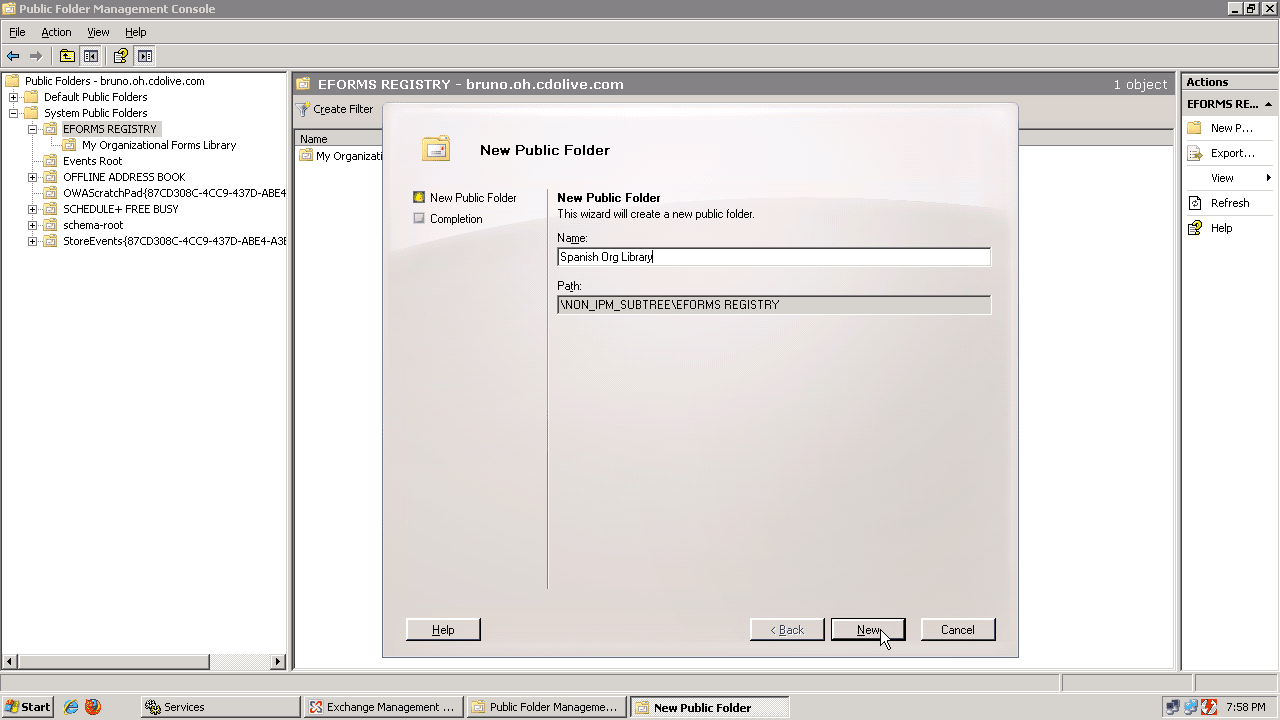 Create an Organizational Forms Library