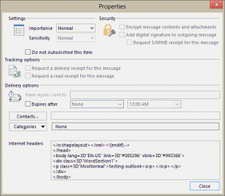 How to view the message source in Outlook