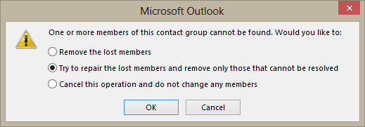 One or more members of this contact group cannot be found